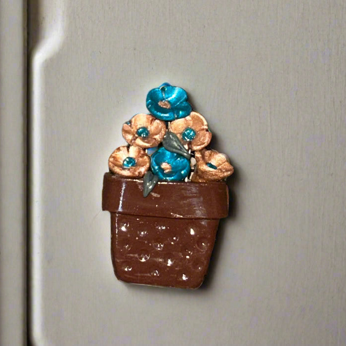 Flower Pot magnet – Mystic Moon Clay Creations